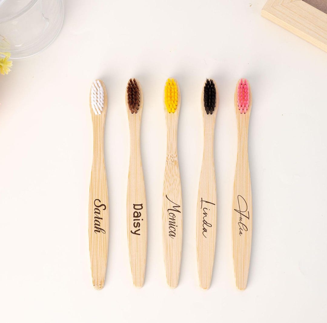 Personalized Bamboo Toothbrush,custom Family Name Wooden Toothbrush,eco ...