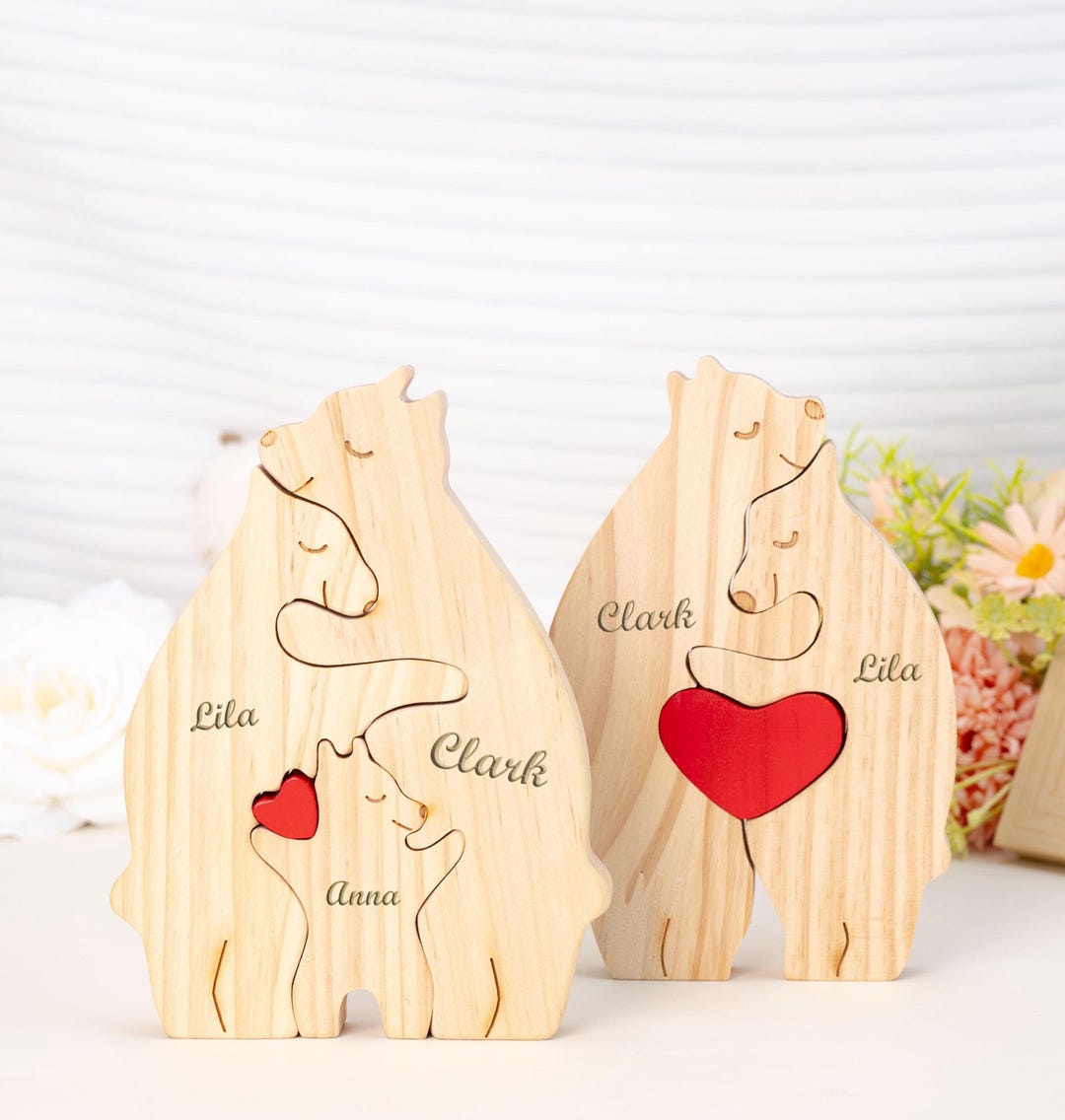 Family Wooden Hug Bears Puzzle,personalized Family Puzzle,bear Family ...
