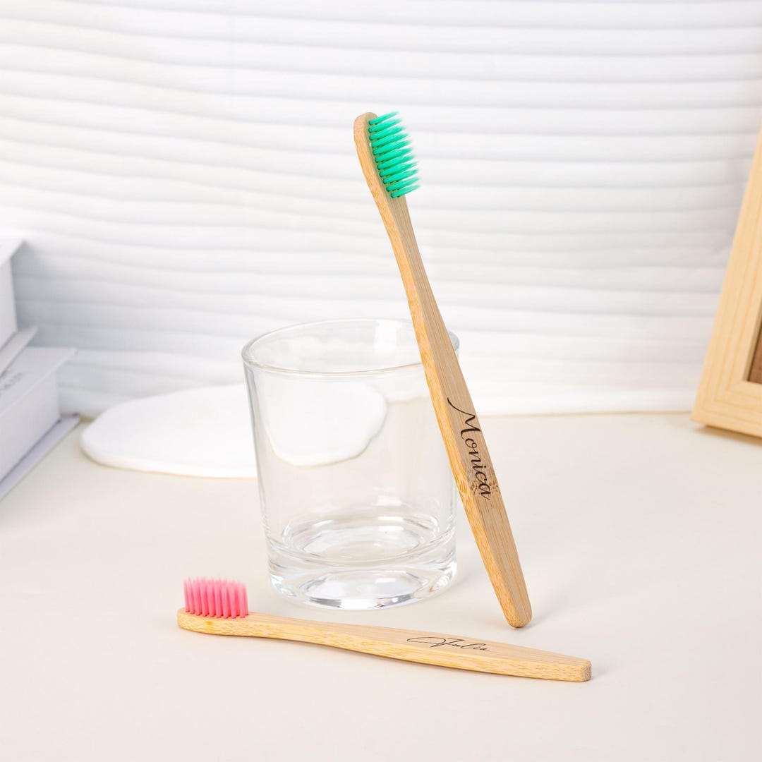 Personalized Bamboo Toothbrush,custom Family Name Wooden Toothbrush,eco ...