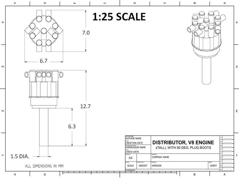 2 Off, 3D Print, Model Car Distributor, Tall, V8, 90 Deg. Plug Wire ...