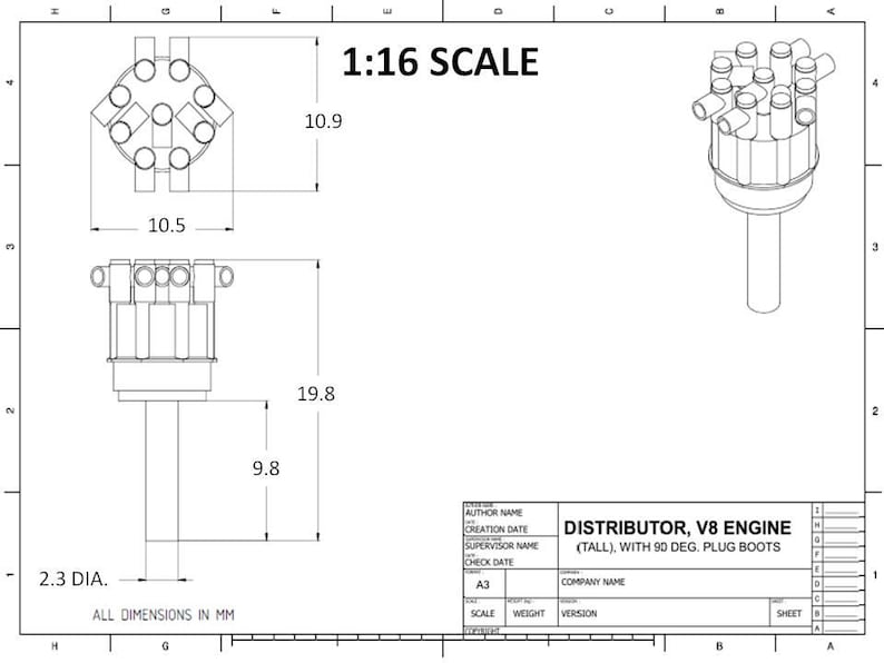 2 Off, 3D Print, Model Car Distributor, Tall, V8, 90 Deg. Plug Wire ...
