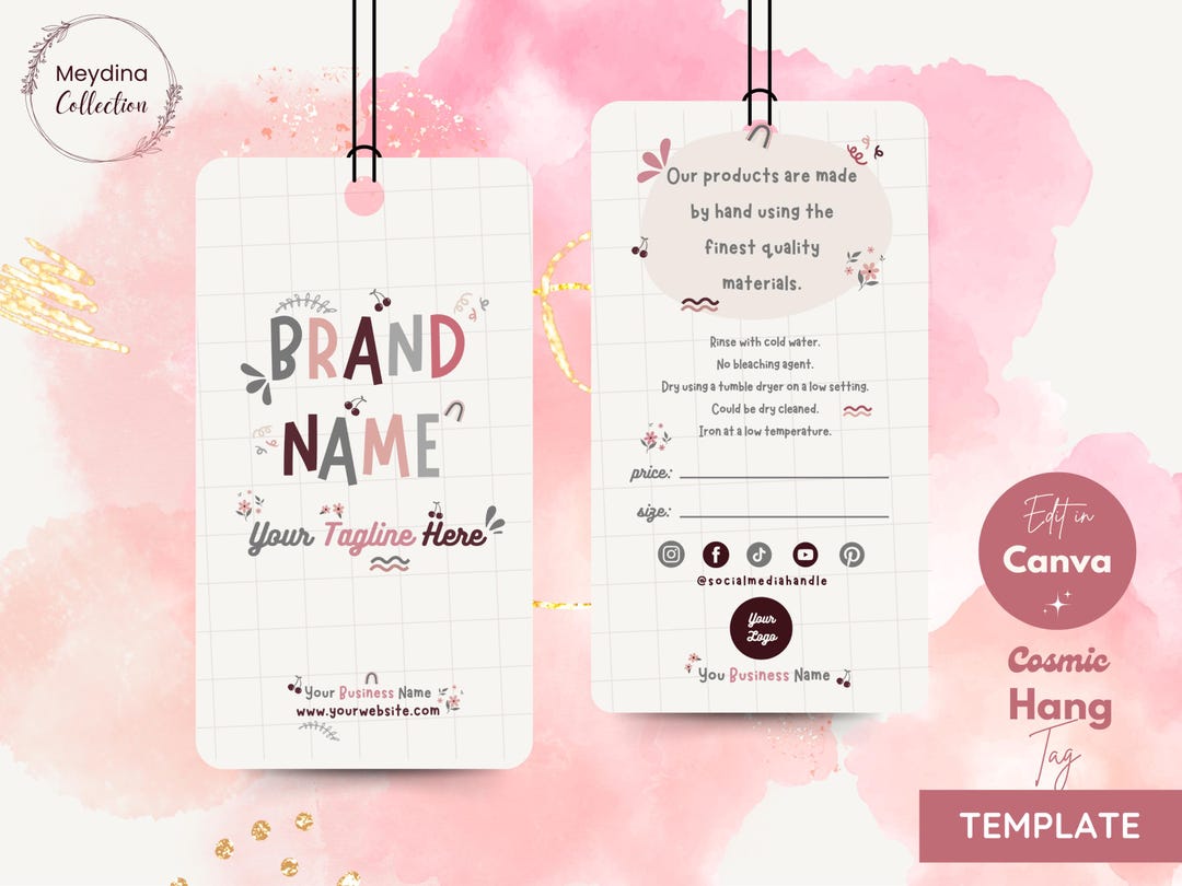 Editable Hanging Tags Template | Printable Cute Swing Tag Design ...