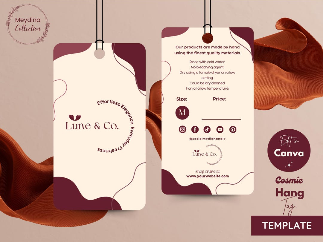 Editable Hanging Tags Template, Printable Elegance Swing Tag, Business ...