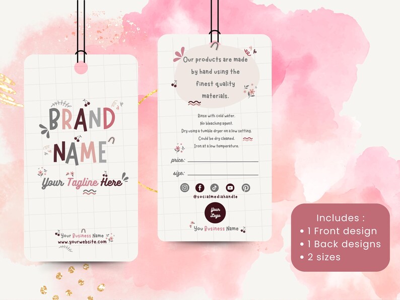 Editable Kawaii Pastel Hang Tags Template, Printable Clothing Tag ...