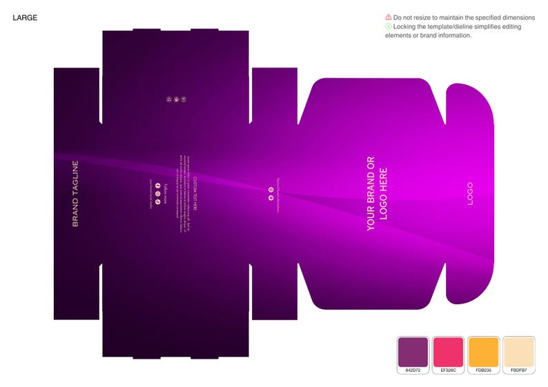 Packaging Mailer Box Design Template for Canva, Editable Product ...