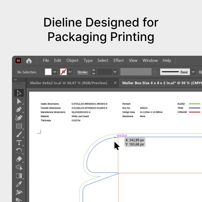 Tuck End Boxes Dieline Template for Manufacture, Print, Mailing Box ...