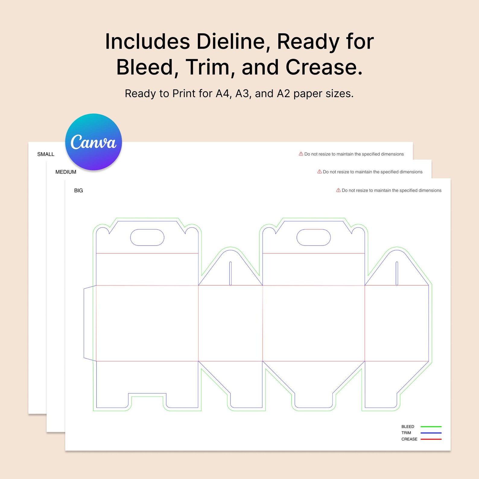 Packaging Gable Box Design Template for Canva, Editable Product Packaging, Includes Dieline for ...