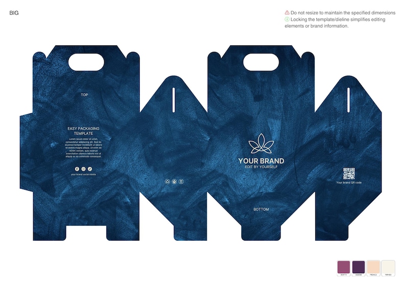 Packaging Gable Box Design Template for Canva, Editable Product ...