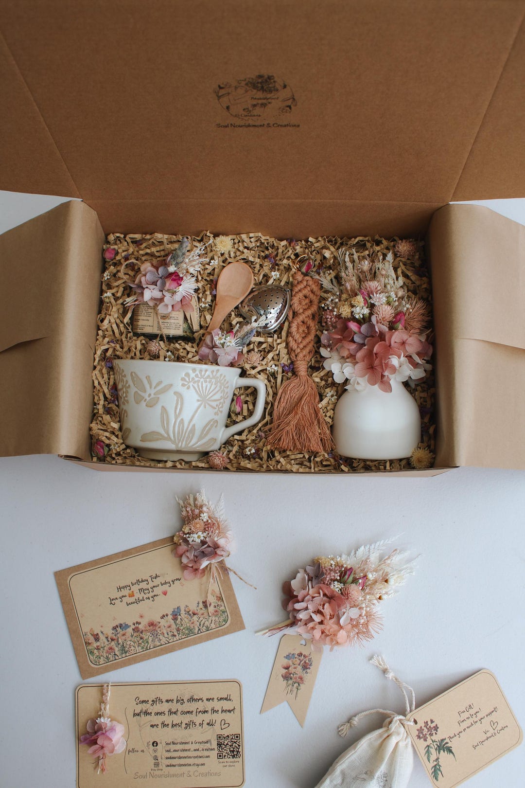 Tea Time Gift Box: Organic Tea, Mug, Dried Flowers - Etsy
