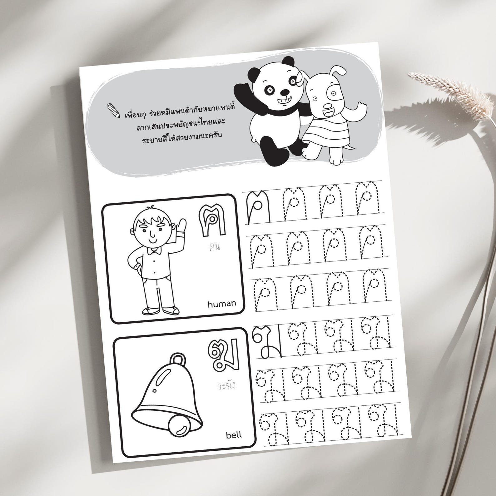 Thai Alphabets Letters Tracing Worksheet, Learning Thai Language ...