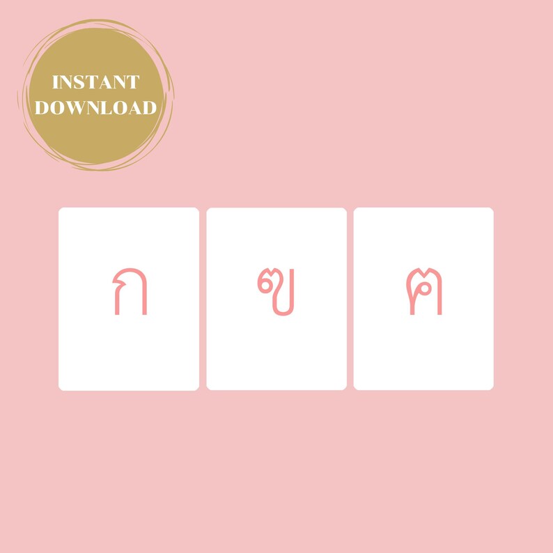 44 Thai Alphabet Flashcards, Learn Thai Alphabets, Alphabet Flashcards ...