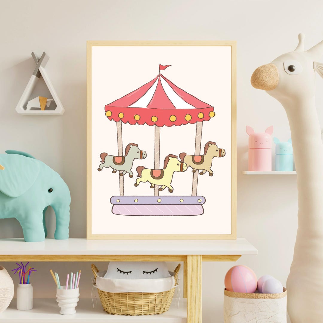 Carousel Wall Decor, Carousel Horse Nursery Art, Carousel Wall Print ...