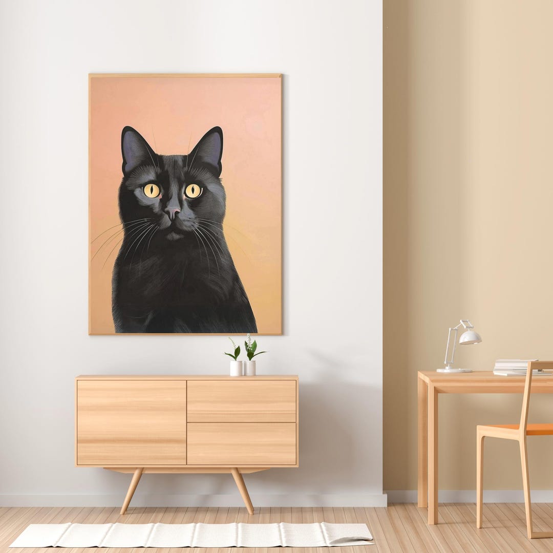 Black Cat Wall Art, Black Cat Print, Black Cat Wall Decor, Digital ...