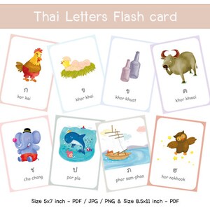 44 Thai Alphabets Flash Card, Thai Flash Cards, Thai Letters Flash Card ...