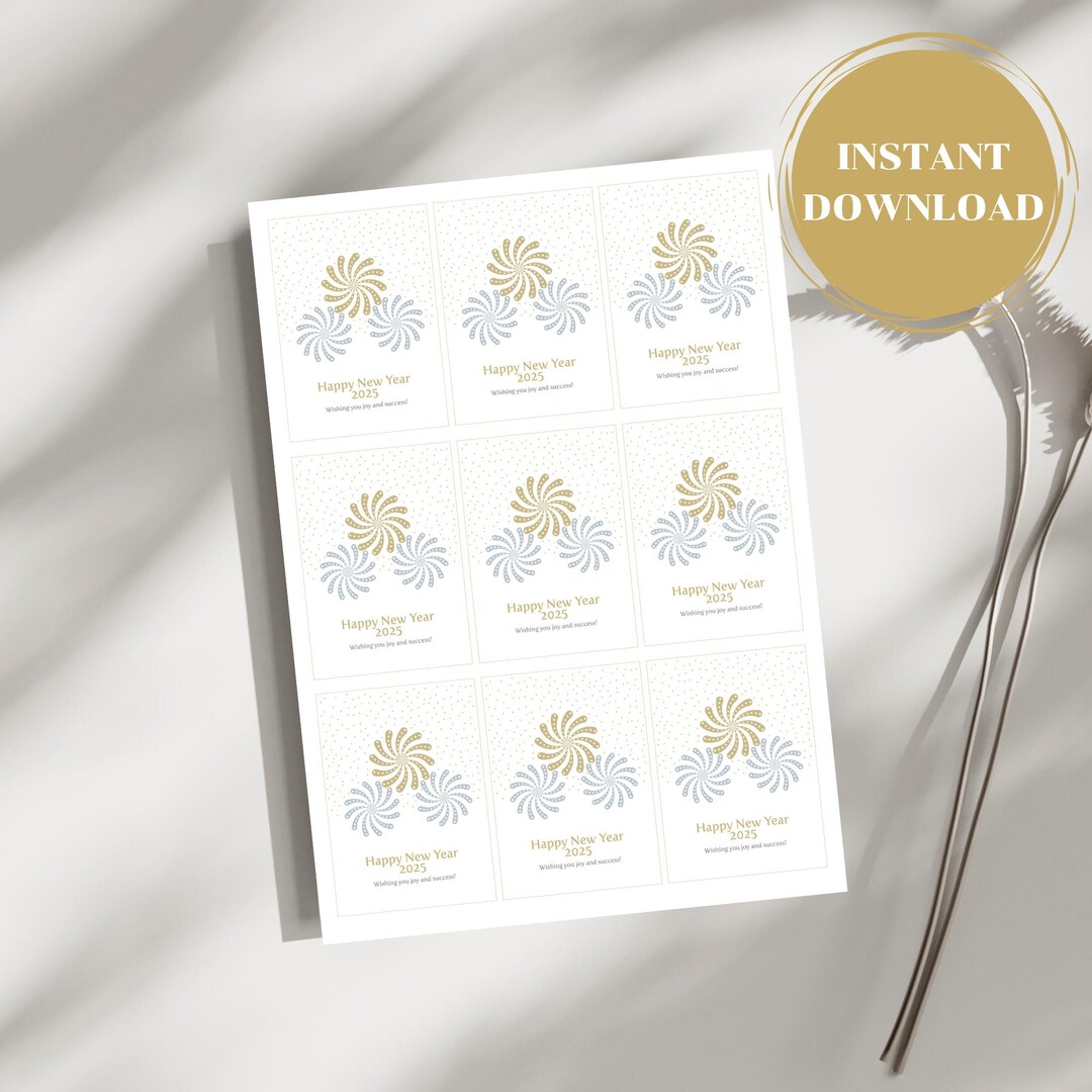 Happy New Year 2025 Gift Tags Printable Instant Download, Minimalist ...