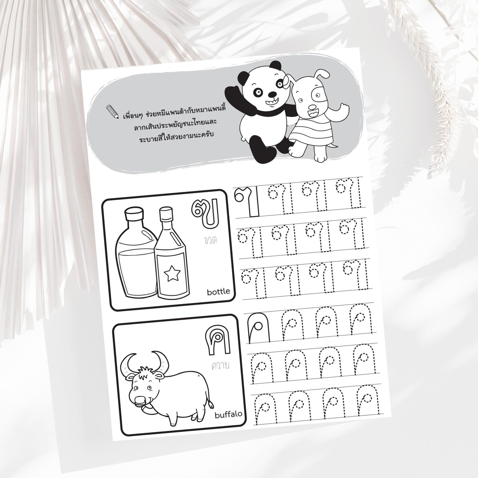 Thai Alphabets Letters Tracing Worksheet, Learning Thai Language ...