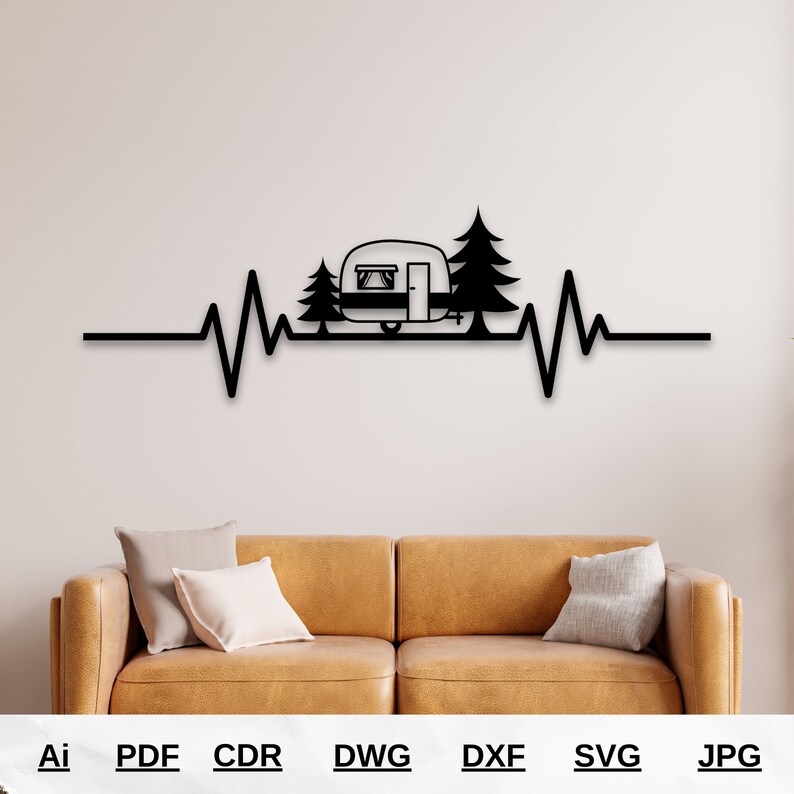 Camper Van Camping Laser Cut DXF SVG Metal Wall Decor Vector Files ...