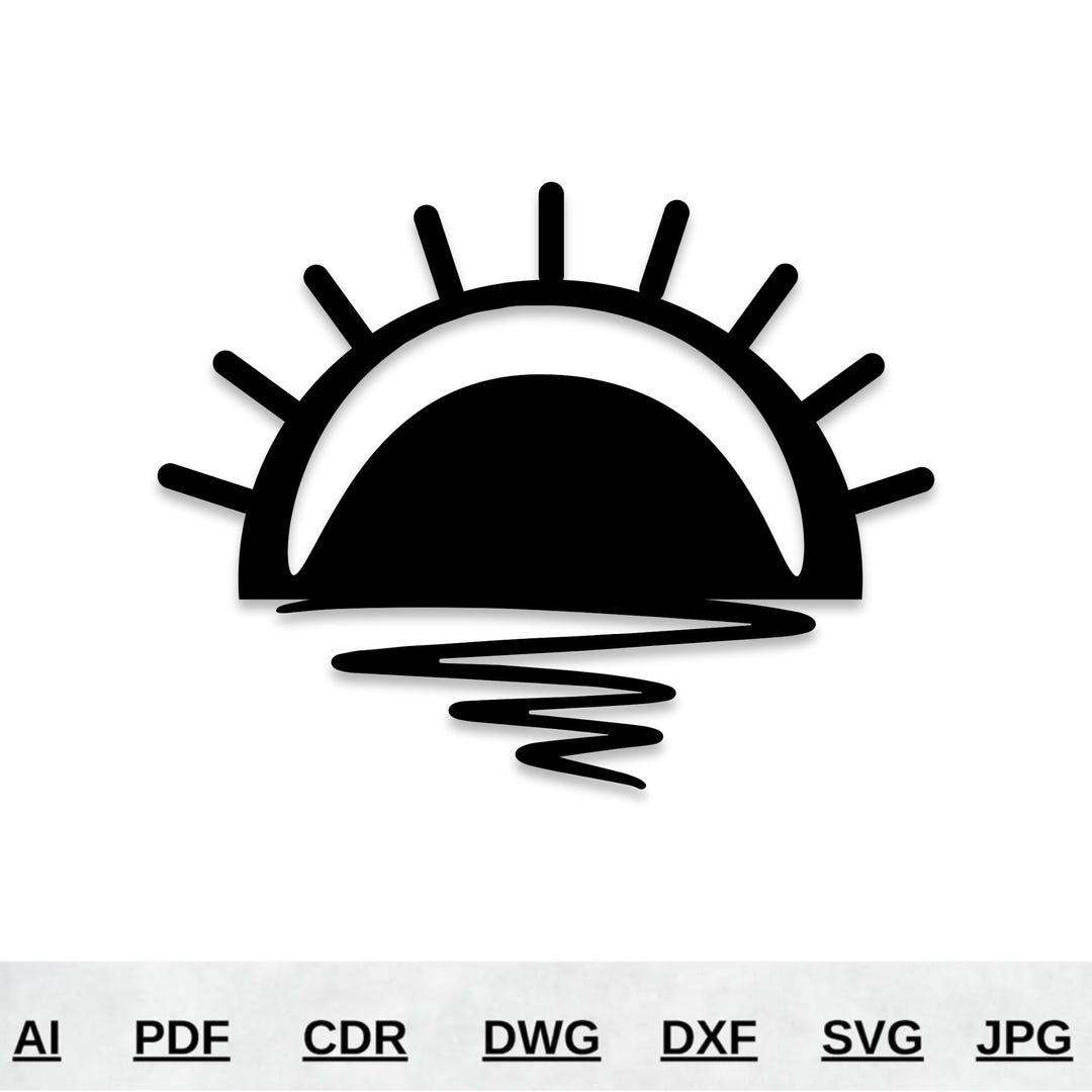 Sunrise Scene SVG DXF | Sun Landscape Laser Cut | Sunrise View Laser ...