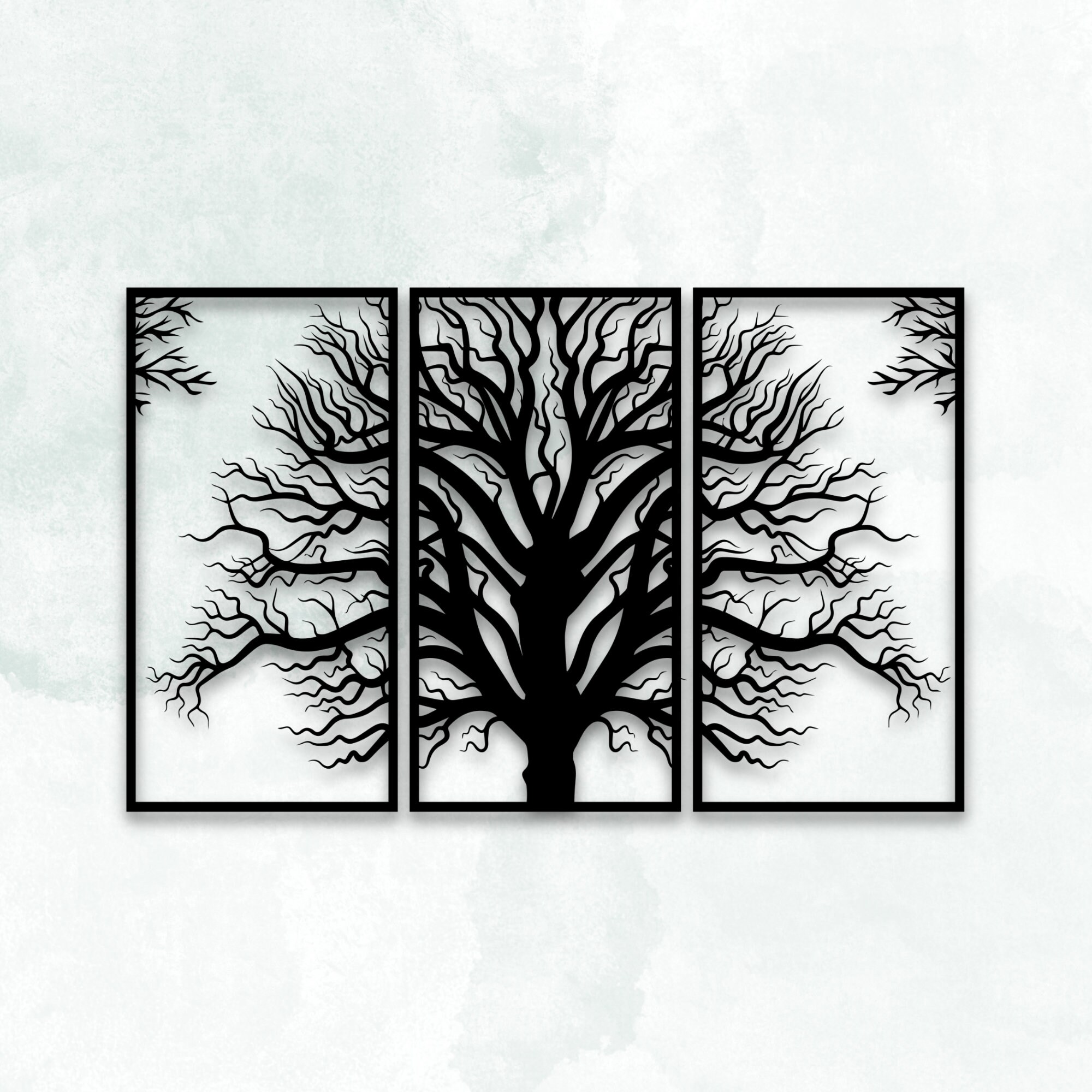 Tree of Life 3 Panel DXF SVG Wall Art Tree Sign Vector Files Oak Tree ...