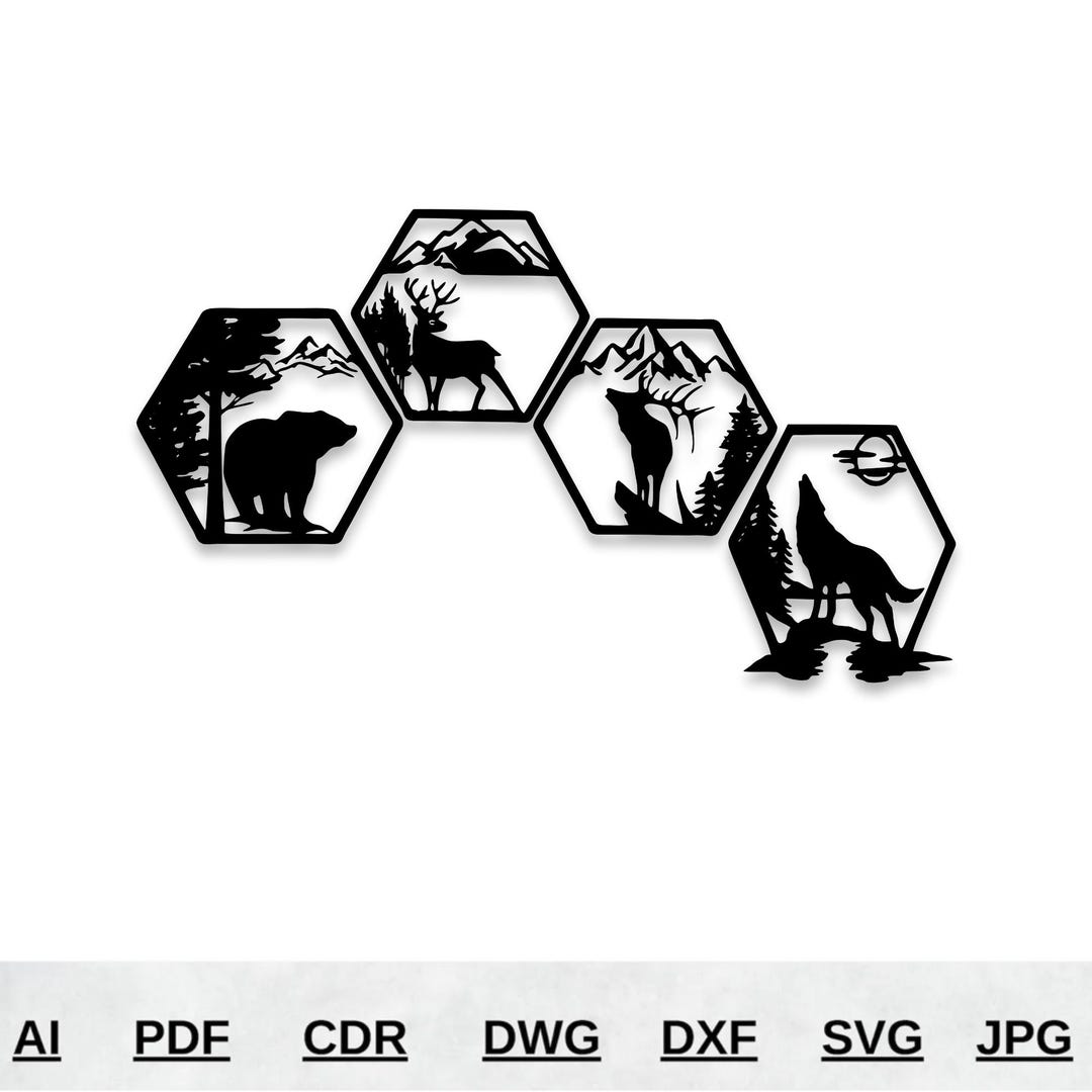 Wildlife Animals Scene Laser Cut Files | Svg Dxf Ai Cdr Pdf (digital ...