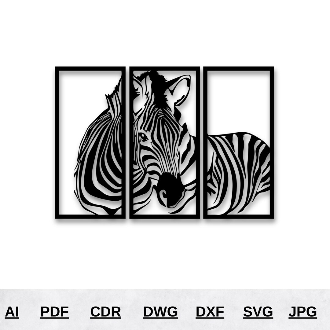 Zebra DXF SVG Laser Cut File Zebra Silhouettes Svg Zebra Wall Decor ...