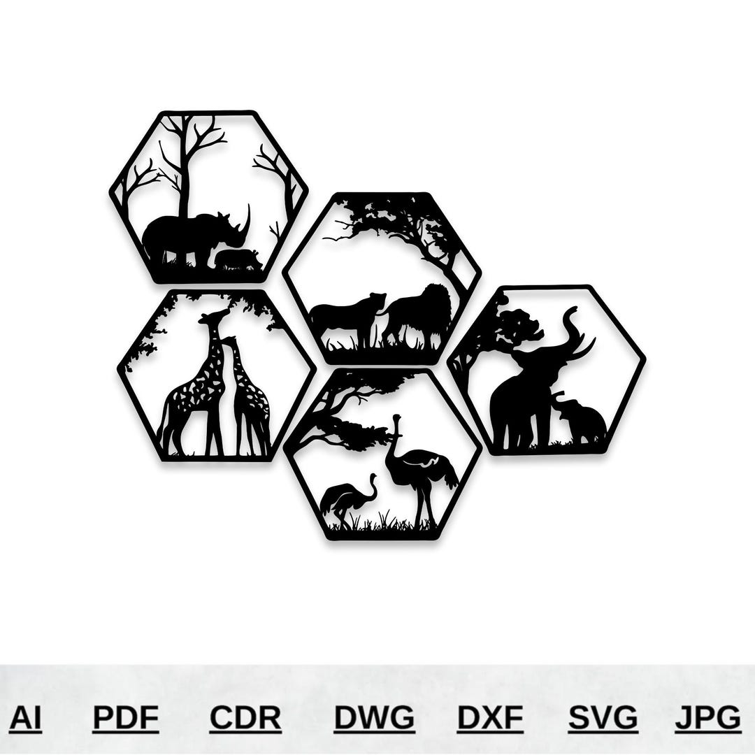 Safari Animal Laser Cut Files | Wildlife DXF SVG AI (digital Download ...