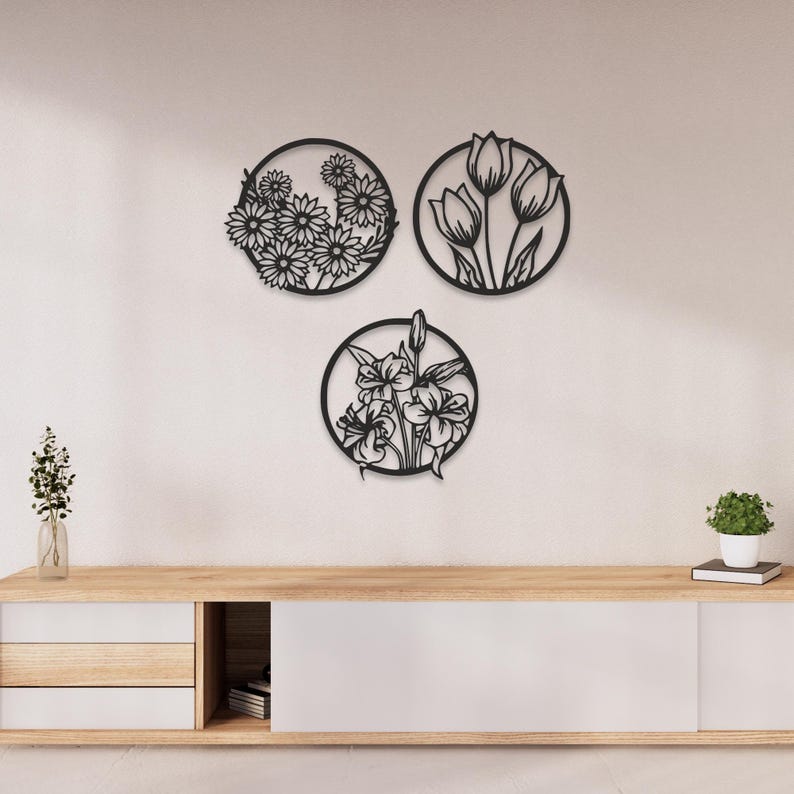 Floral Circle Laser Cut Files | Flower SVG DXF PDF Ai (digital Download ...