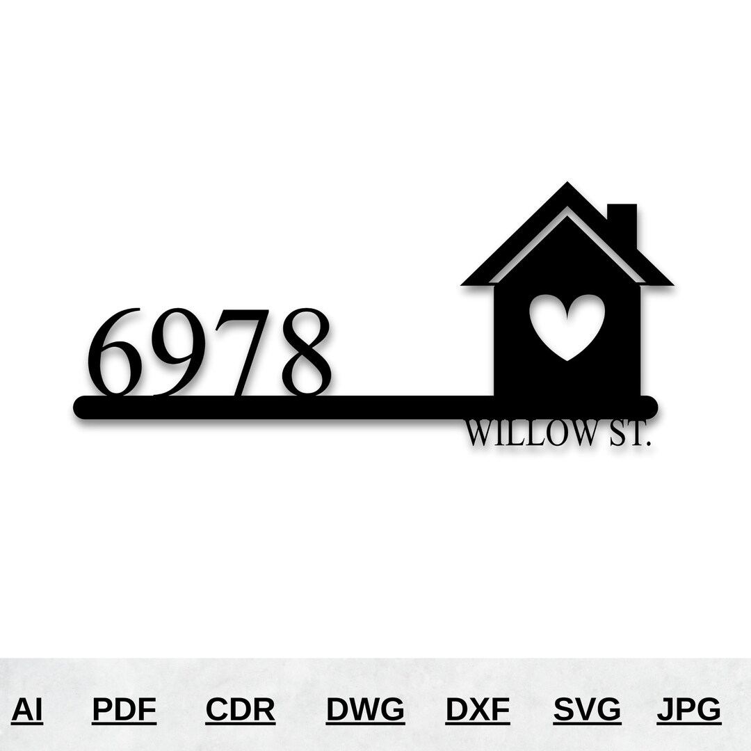 Personalized House Signs SVG DXF Custom Address Sign Laser Cut House ...