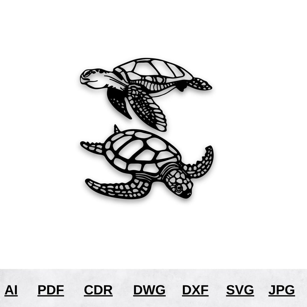Sea Turtle DXF SVG Turtle Clipart Turtle Silhouette Laser Cut Turtle ...
