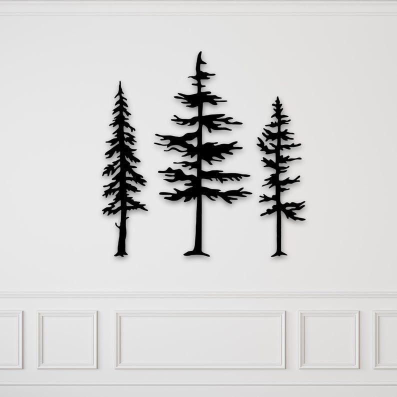 Pine Trees Laser Cut SVG DXF Wispy Pine Tree Metal Wall Art Pine ...