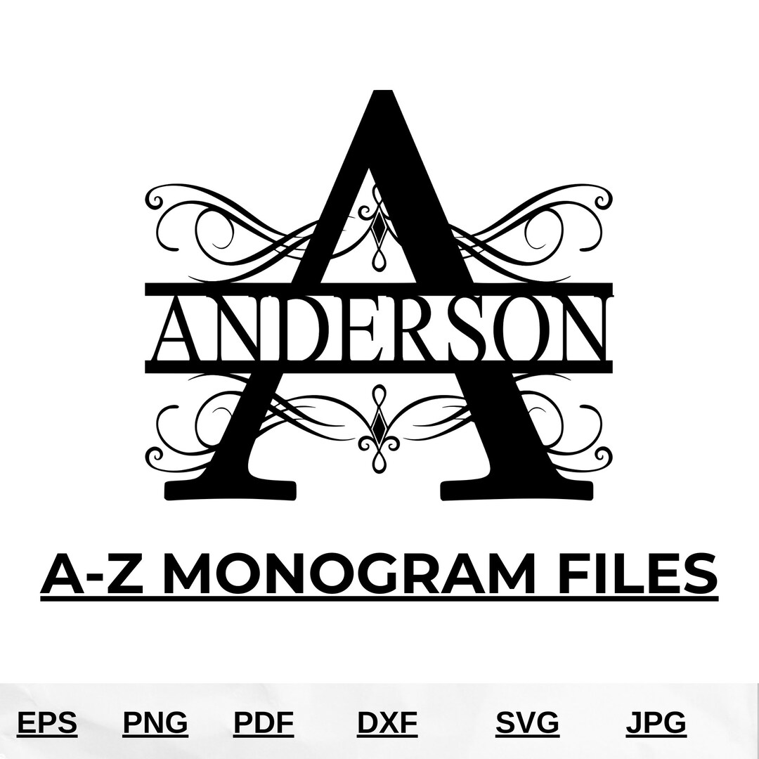 Split Regal Monogram Alphabet Letters DXF SVG Alphabet Svg Files for ...
