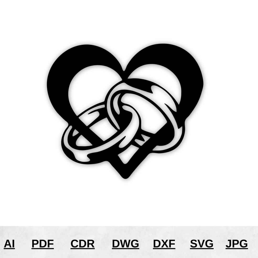 Wedding Rings Heart DXF SVG Wedding Rings Svg Love Marriage Couple ...