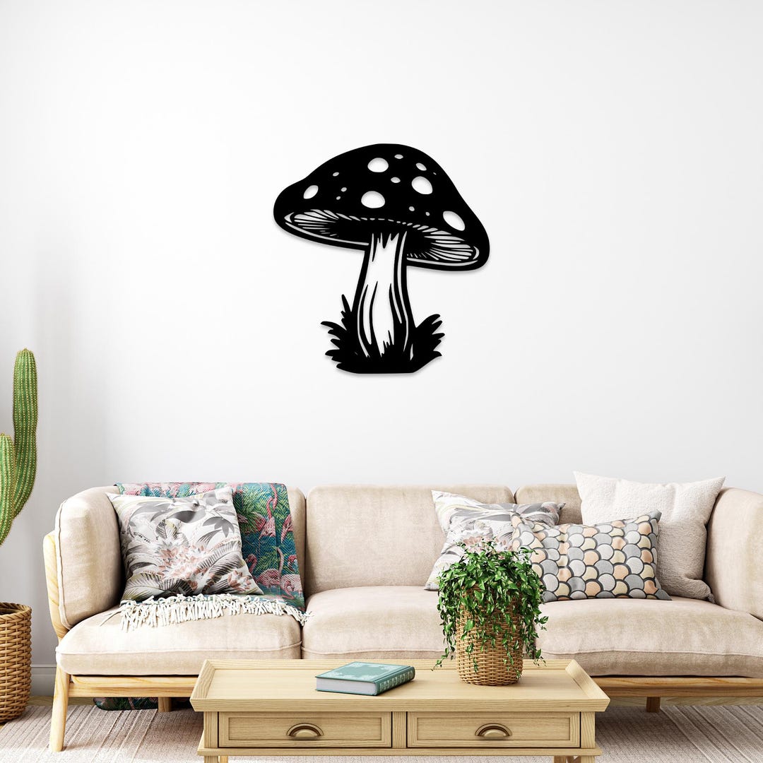 Mushroom Wall Art Dxf Svg Pdf Laser Cut Files | Digital Vector Drawing ...