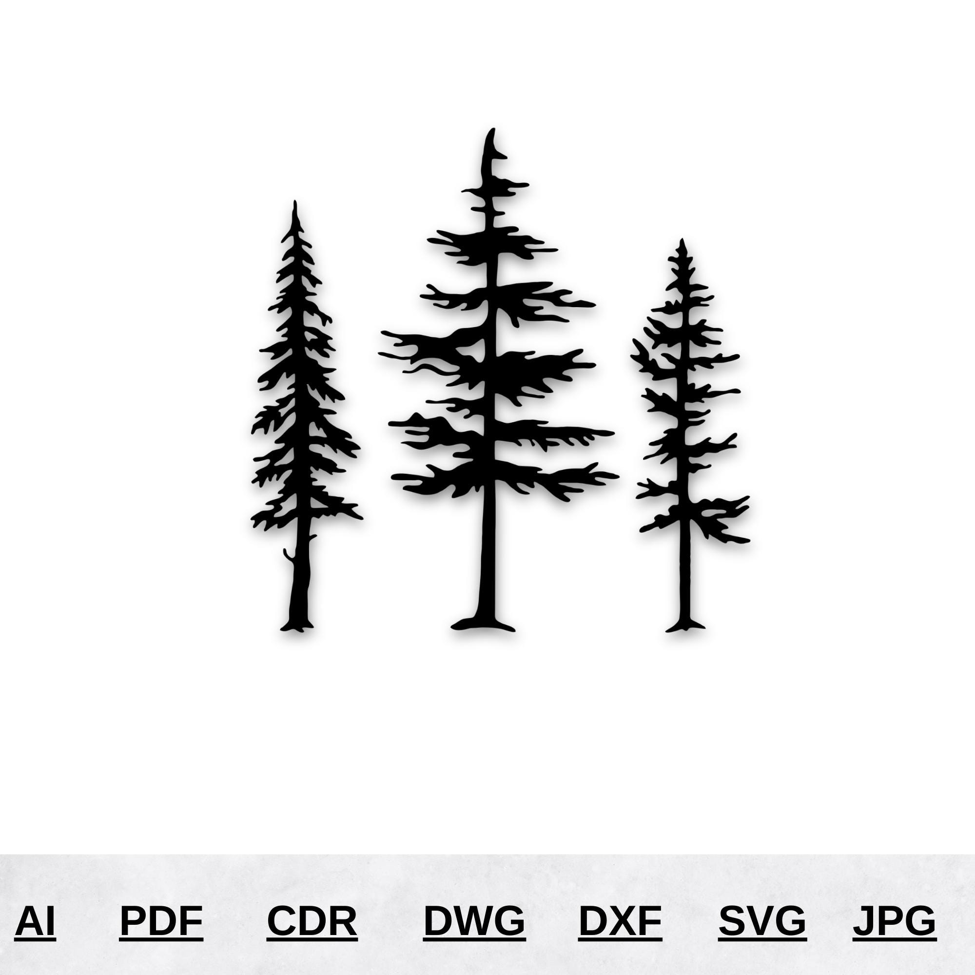 Pine Trees Laser Cut SVG DXF Wispy Pine Tree Metal Wall Art Pine ...