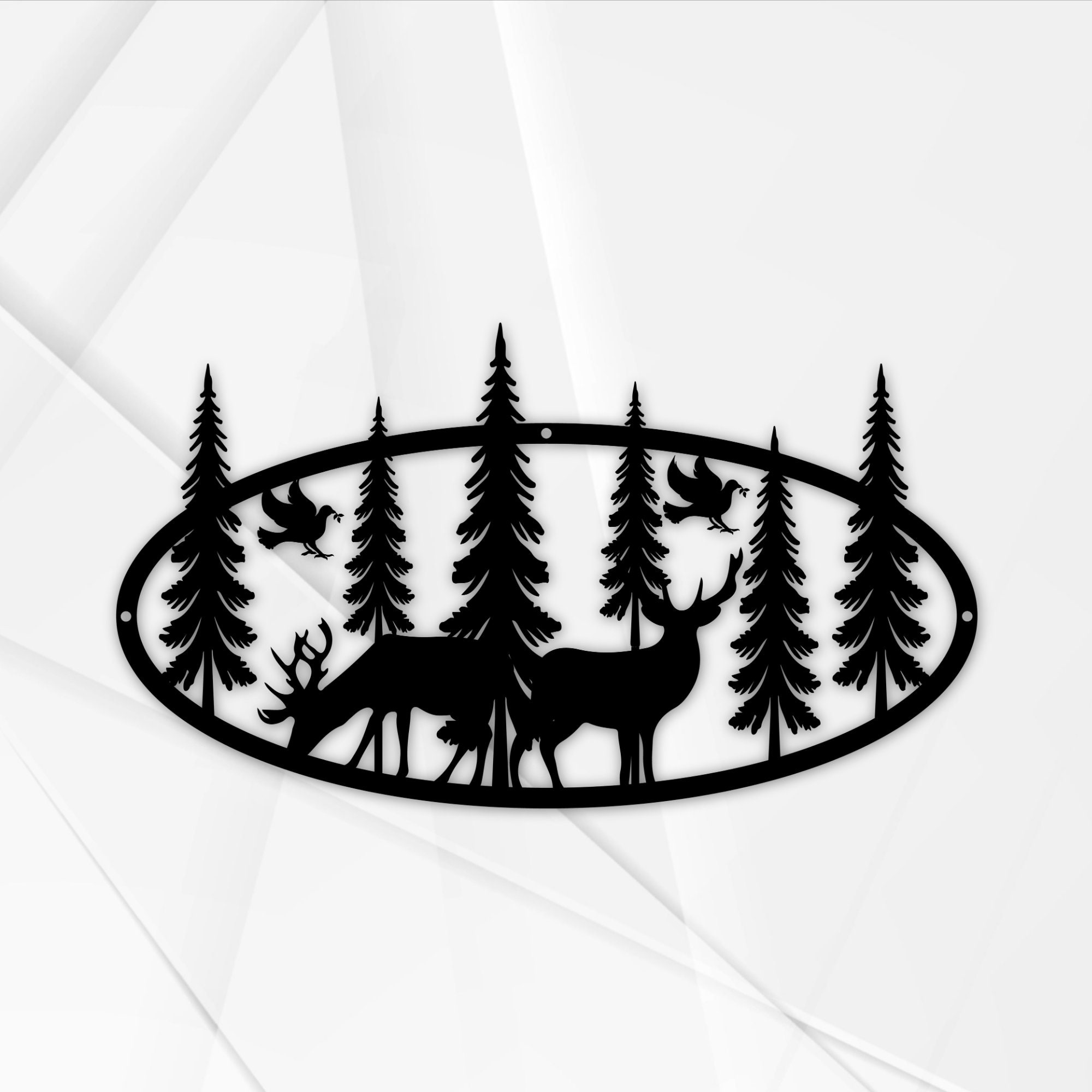 Deer DXF SVG Buck in the Forest Svg Wilderness Metal Wall Art Deer ...