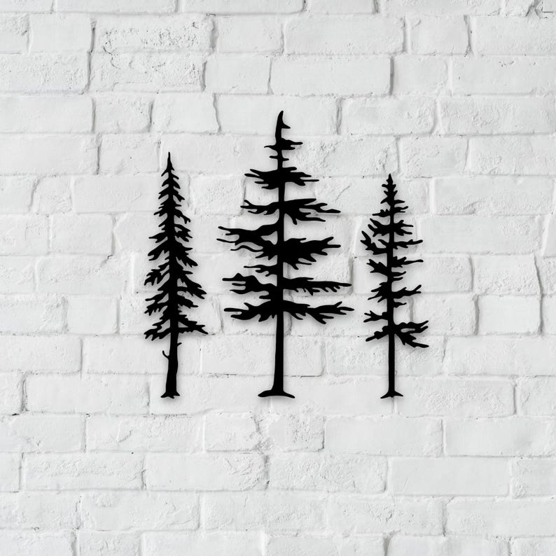 Pine Trees Laser Cut SVG DXF Wispy Pine Tree Metal Wall Art Pine ...