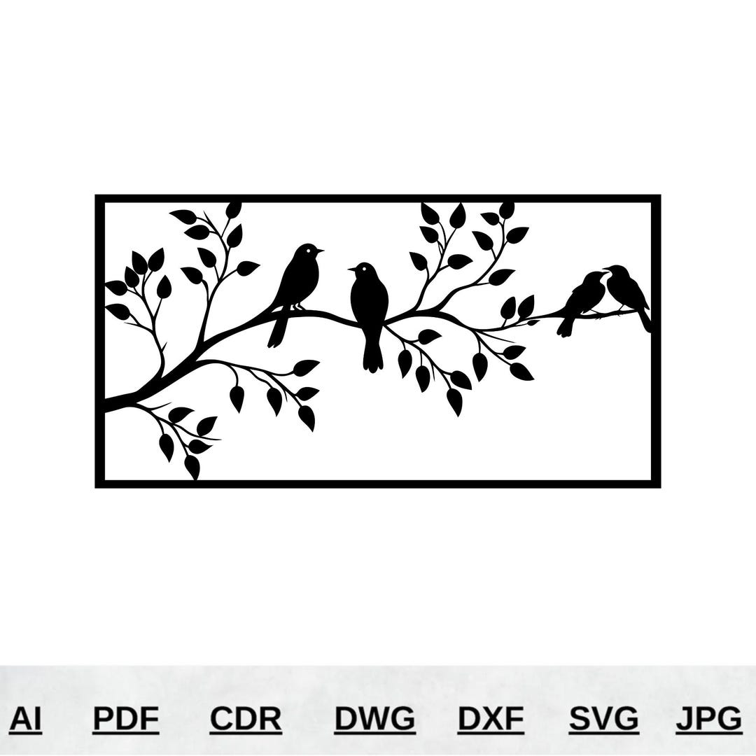 Bird and Branch SVG DXF | Bird and Tree Laser Cut | Natural Bird and ...