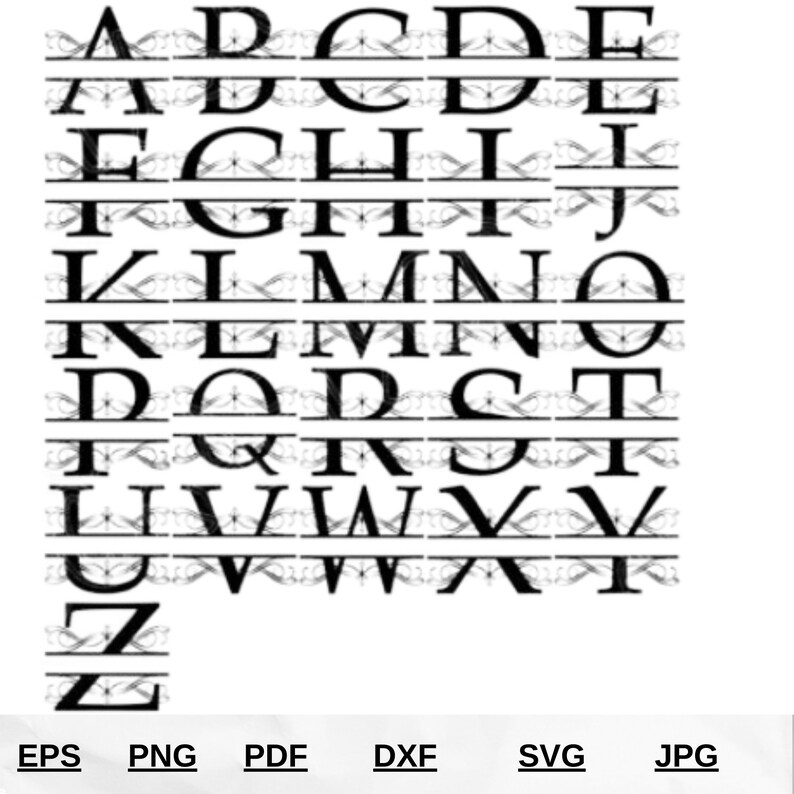 Split Regal Monogram Alphabet Letters DXF SVG Alphabet Svg Files for ...