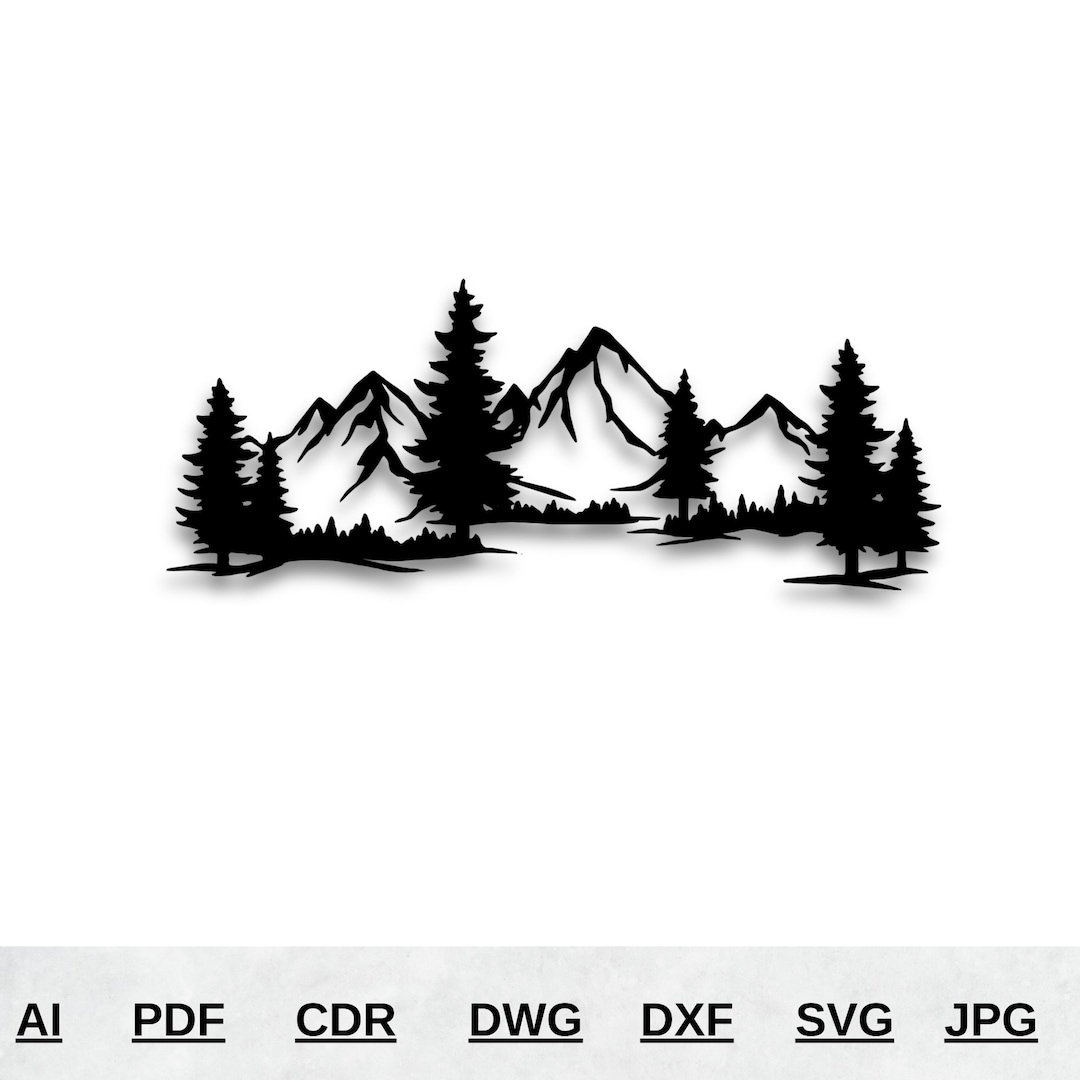 Mountain Forest Laser Cut File | Nature Scene SVG DXF (digital Download ...