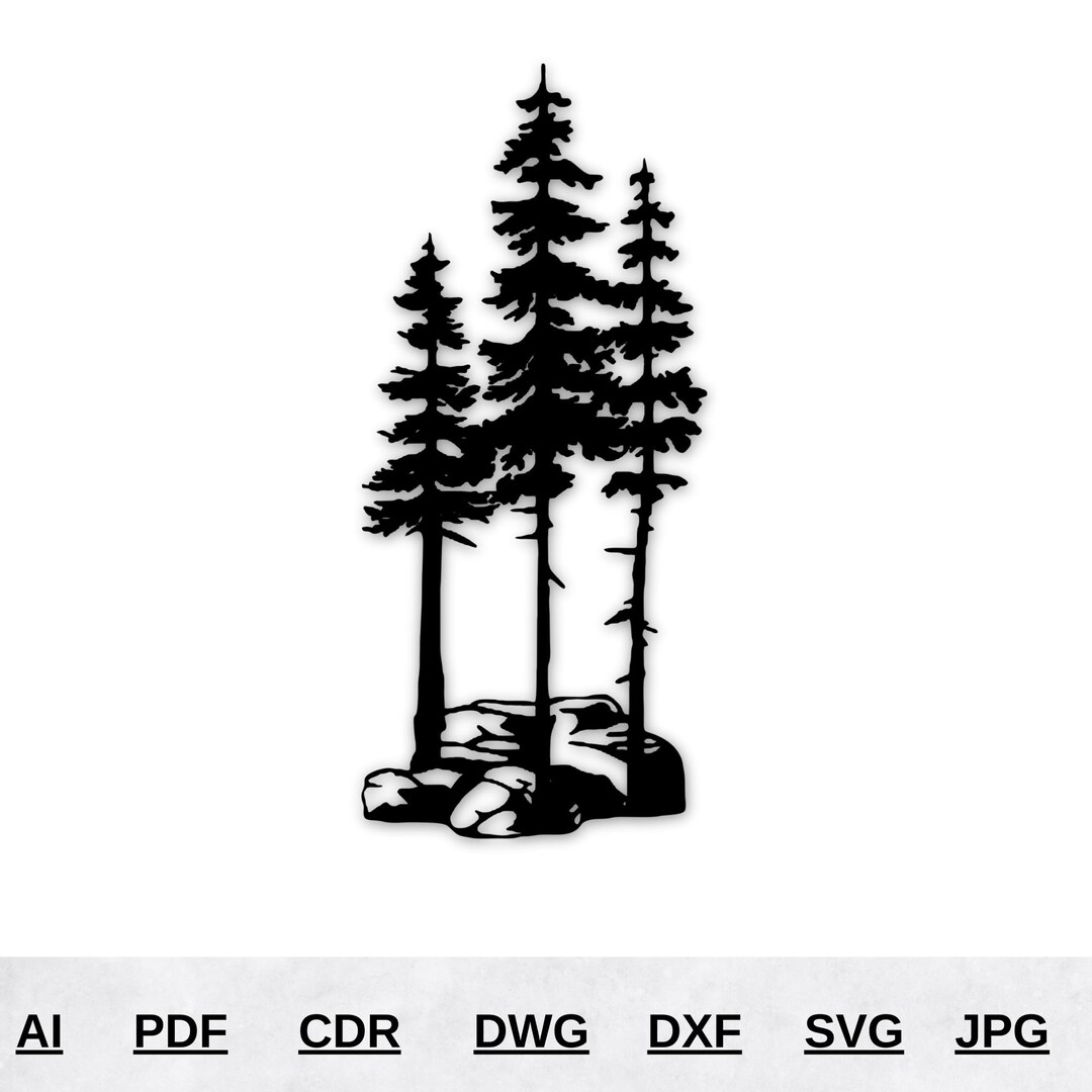 Pine Tree Laser Cut SVG DXF Cut Ready for Cnc Tree Art Design Svg Pine ...