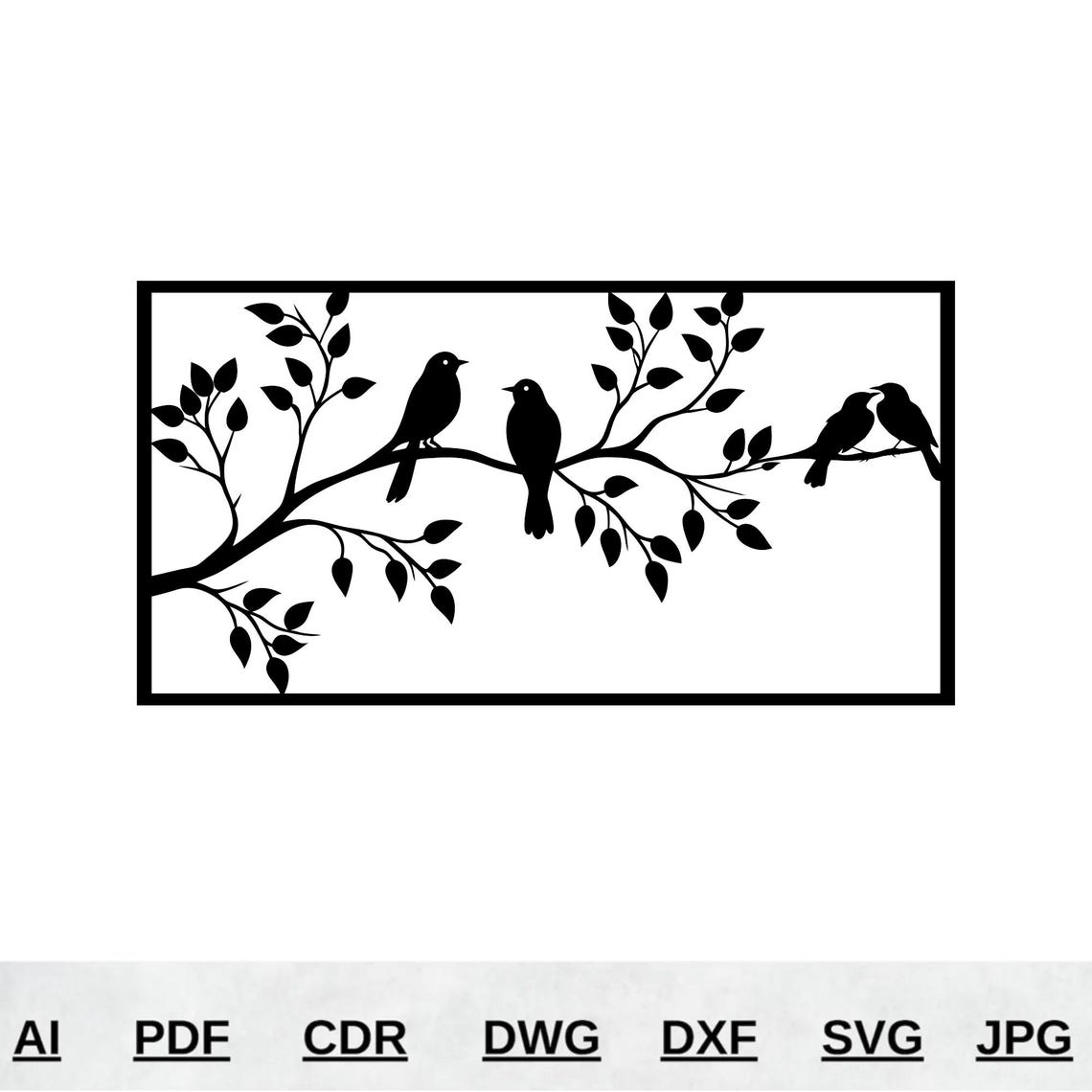 Bird and Branch SVG DXF | Bird and Tree Laser Cut | Natural Bird and ...