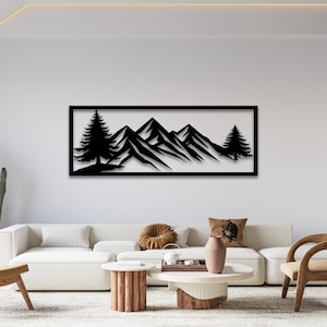 Nature Scene SVG DXF | Mountains Trees Landscape Laser Cut | Mountain ...