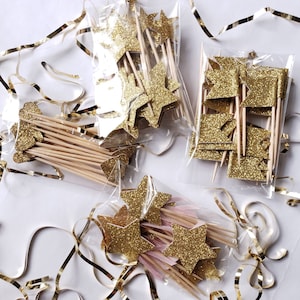 Gold Star Cake Topper Gold Glitter Star Double Sided USA - Etsy