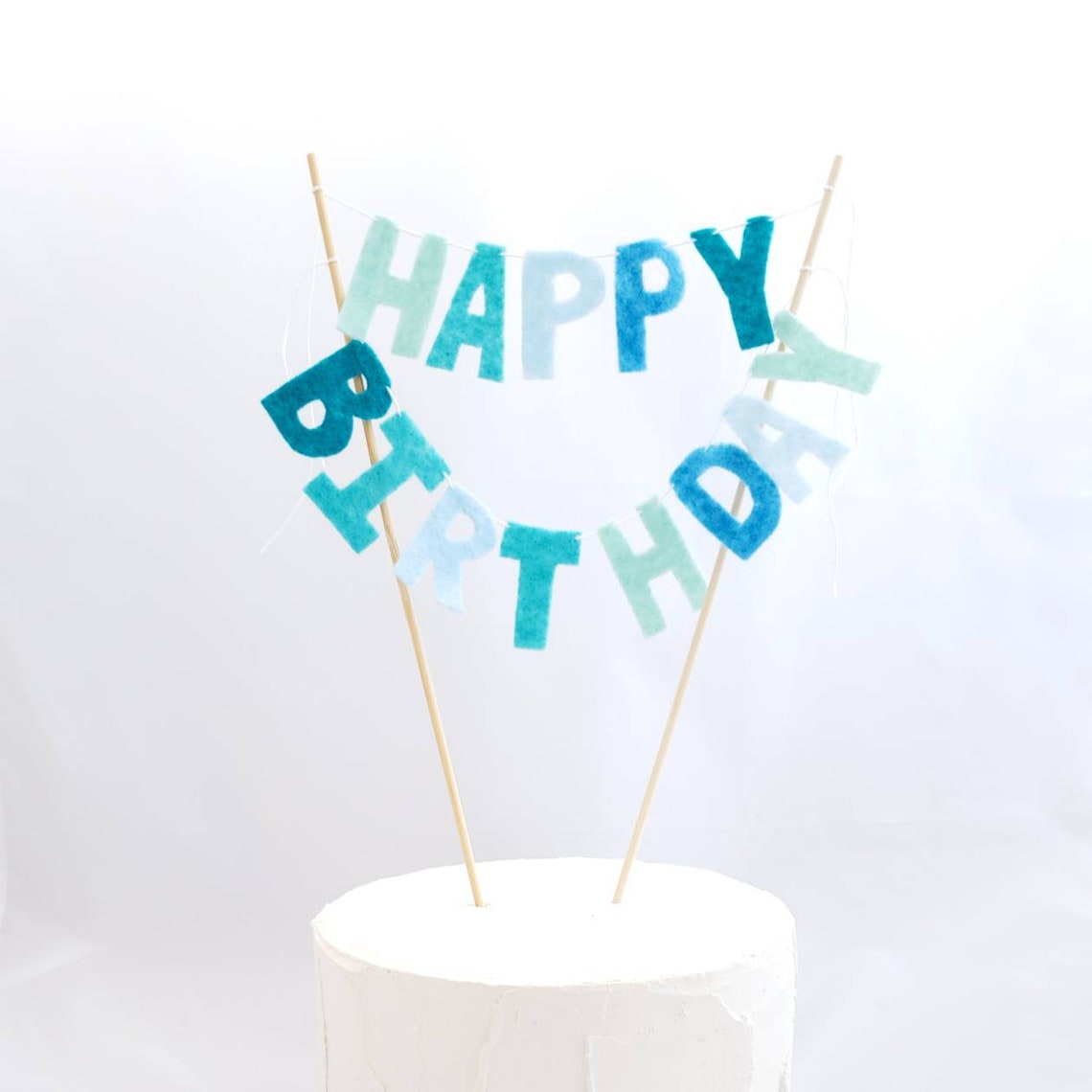 Felt HAPPY BIRTHDAY Cake Topper - Blue Birthday Banner - Aqua Baby Boy ...