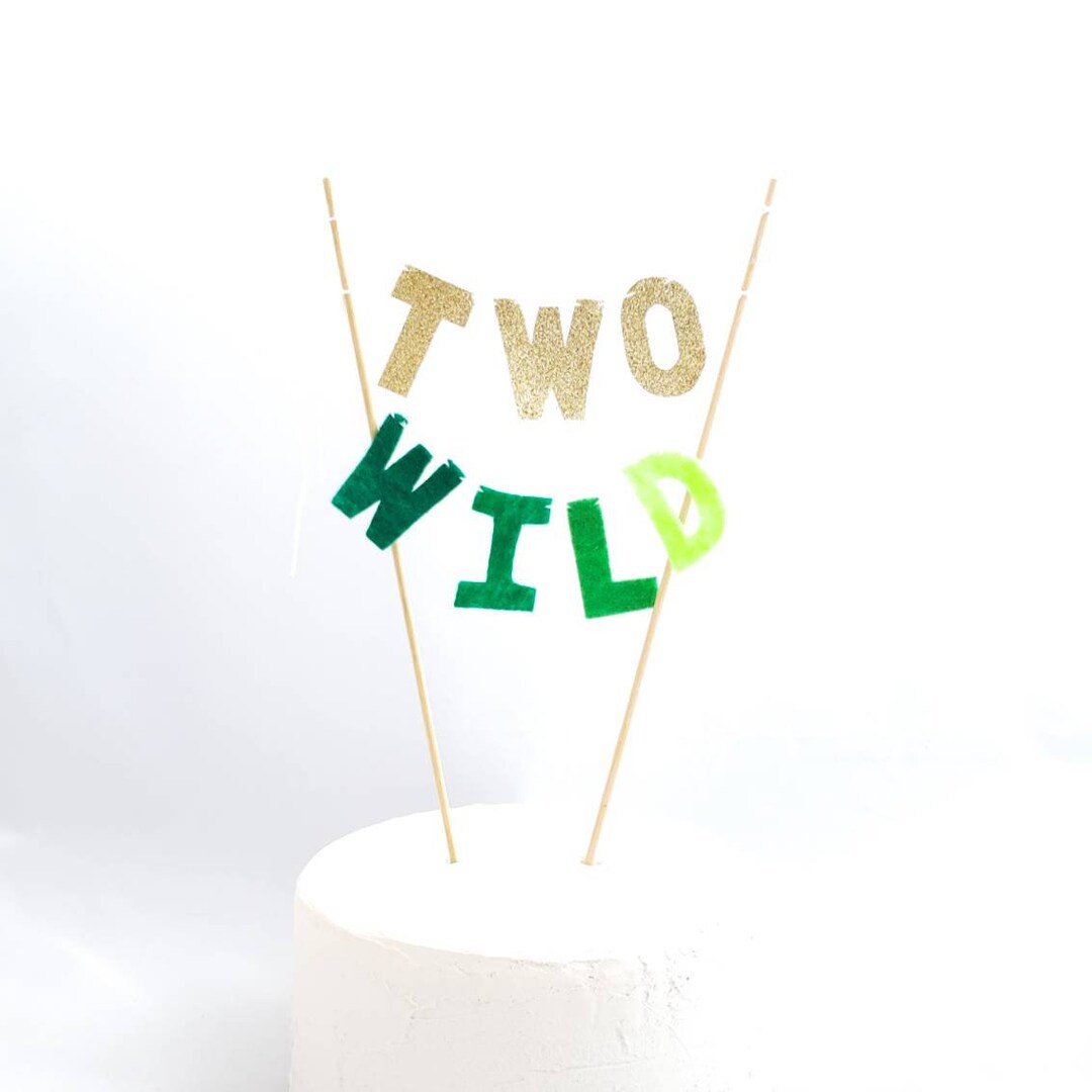 TWO WILD Cake Topper - Jungle Cake Topper - Into the Wild Cake Banner ...