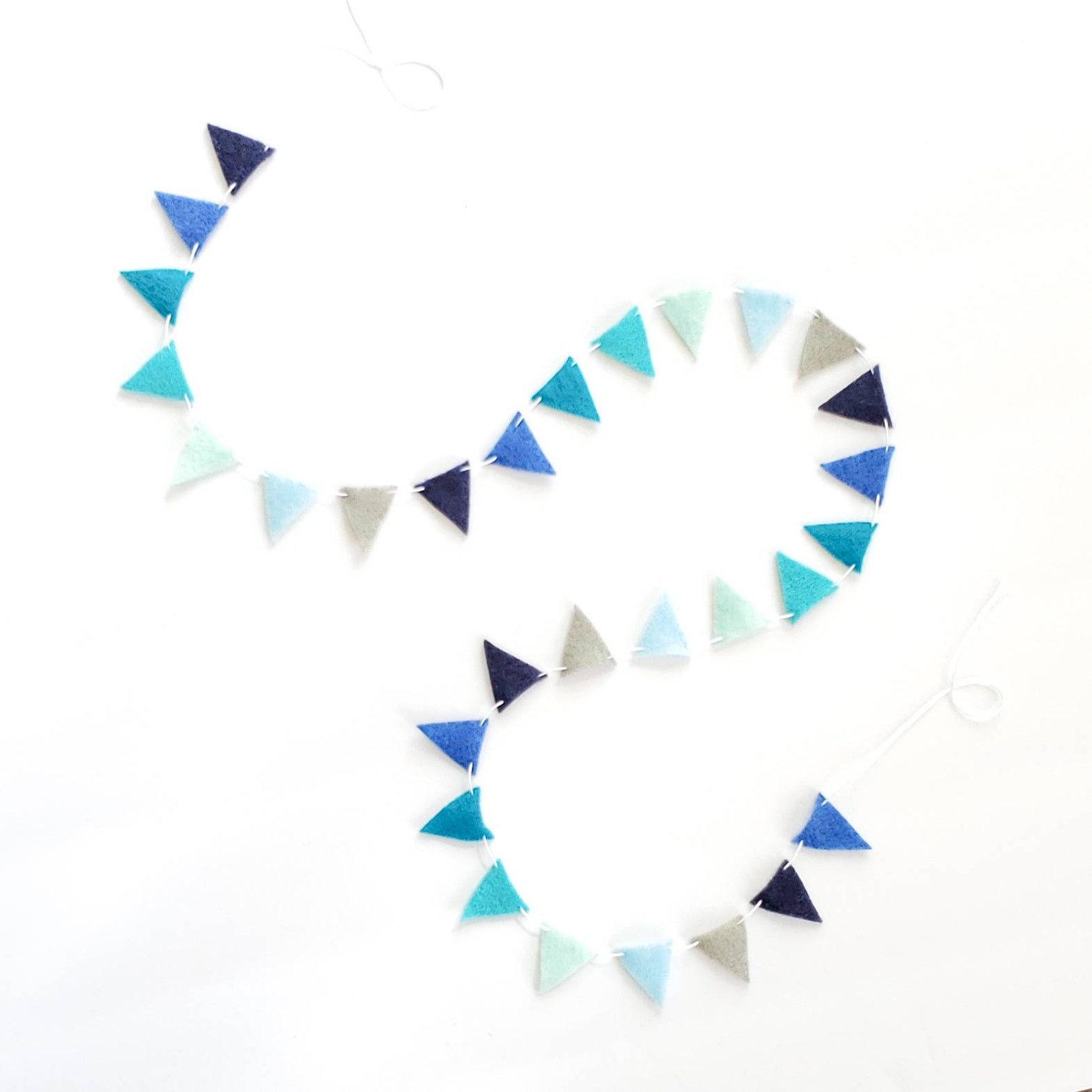 Tiny Blue Bunting - Baby Shark Party Banner - Ombre Blue Felt Bunting ...