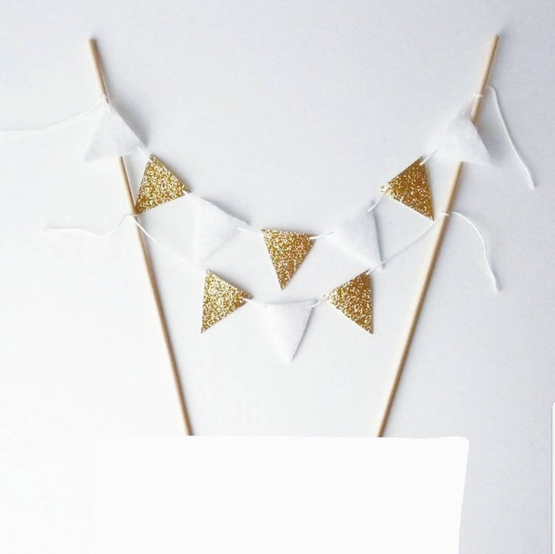 Wedding Cake Bunting - Felt Bunting Fabric Garland - Gold Cake Gold ...