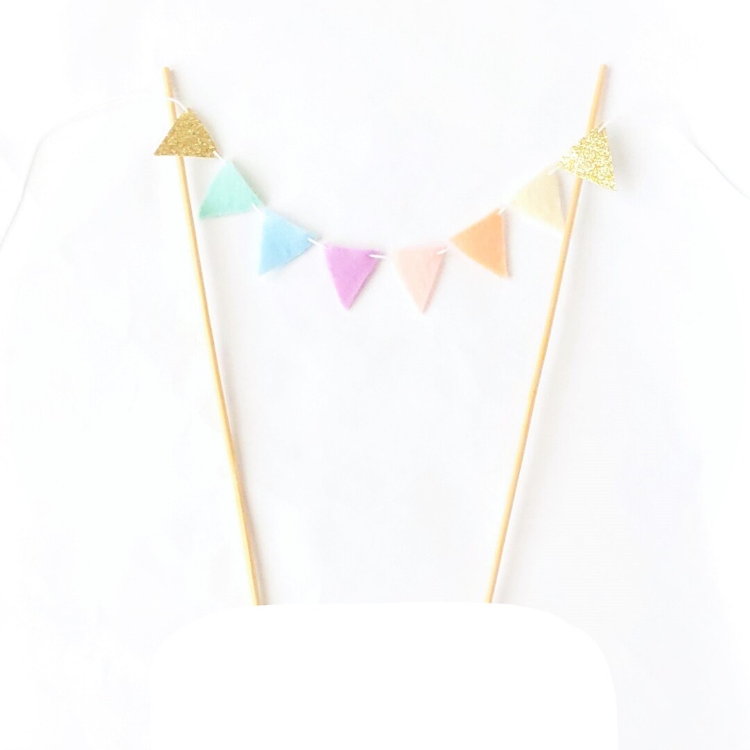Neutral Rainbow Cake Topper Felt Cake Bunting Pastel Rainbow Bunting ...