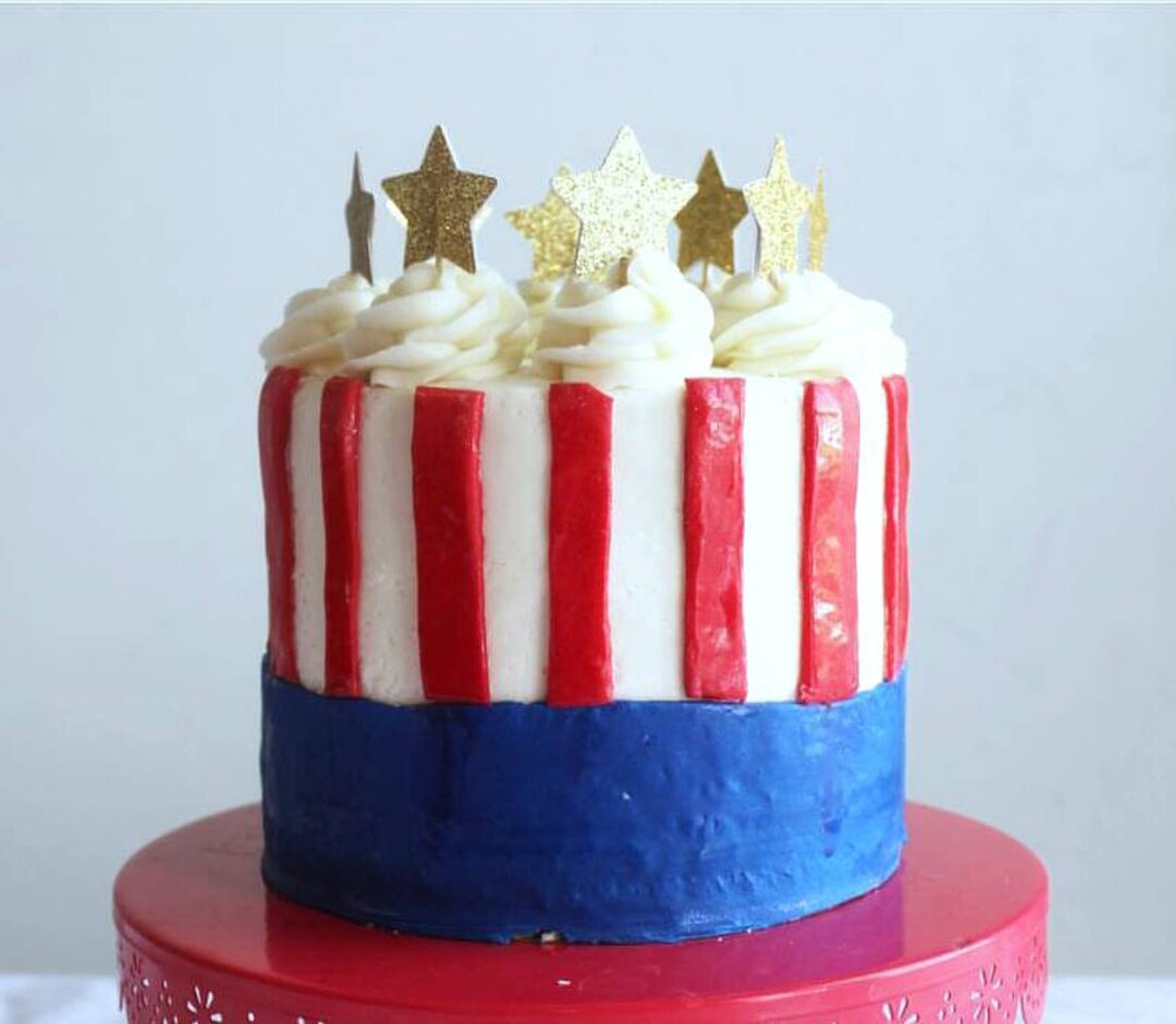 Gold Star Cake Topper Gold Glitter Star Double Sided USA - Etsy
