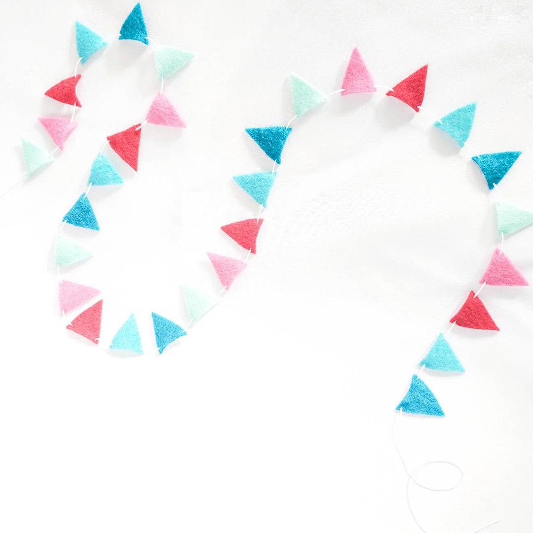 Holly Jolly Tiny Triangle Christmas Garland - Red Pink Mint Teal Aqua ...